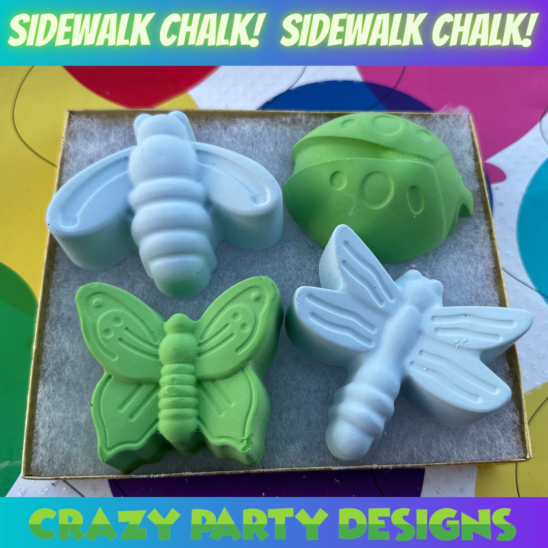 JUMBO Pack Sidewalk Chalk - Butterfly-bee-lady Bugs-dragonfly, Party ...