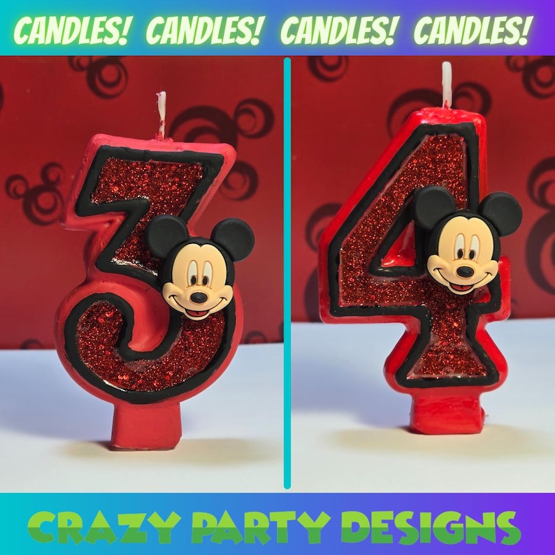 Mickey Mouse Birthday Candle - Etsy