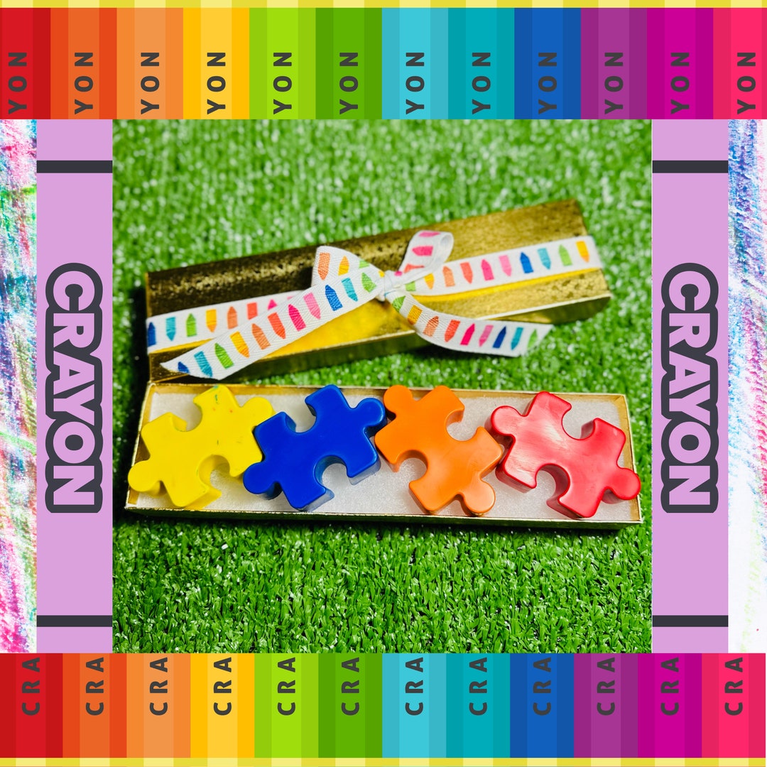 Puzzle Crayons Set of 4- Puzzle Crayons -puzzle Party Favors - Kids ...