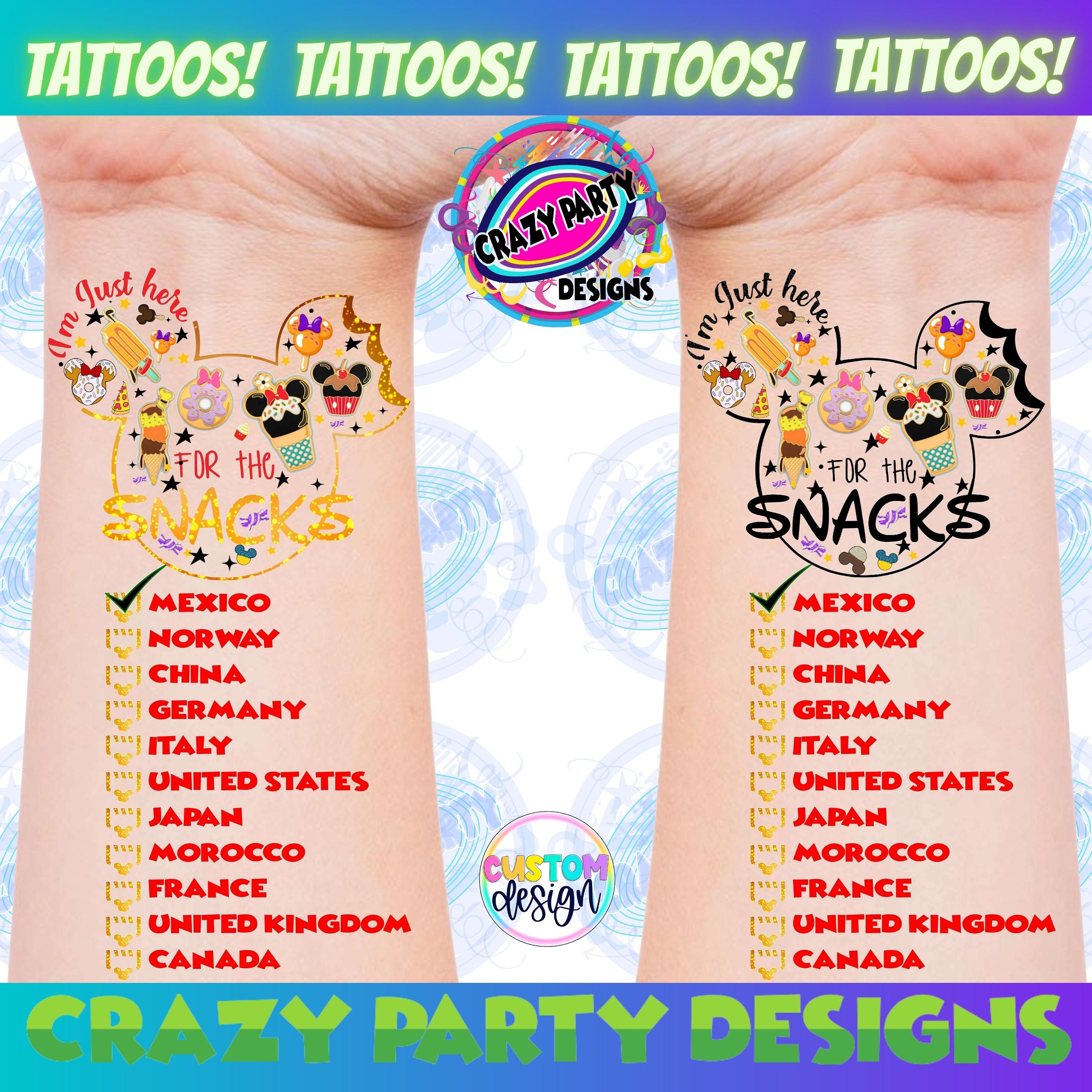 Snacking Around World Tattoo Epcot World Showcase Disney - Etsy