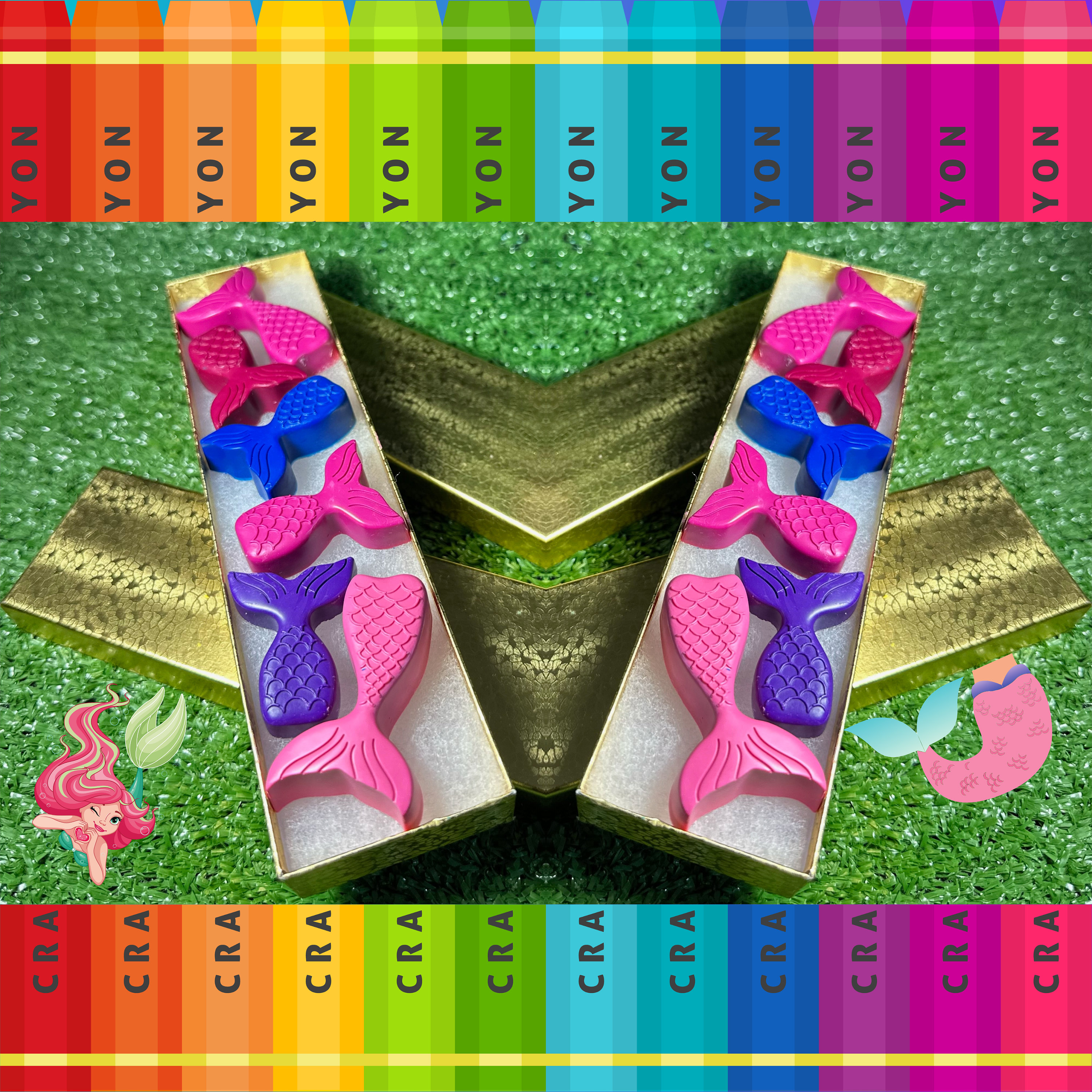 Mermaid Crayons Set of 6 Mermaid Tail Crayons Mermaid - Etsy