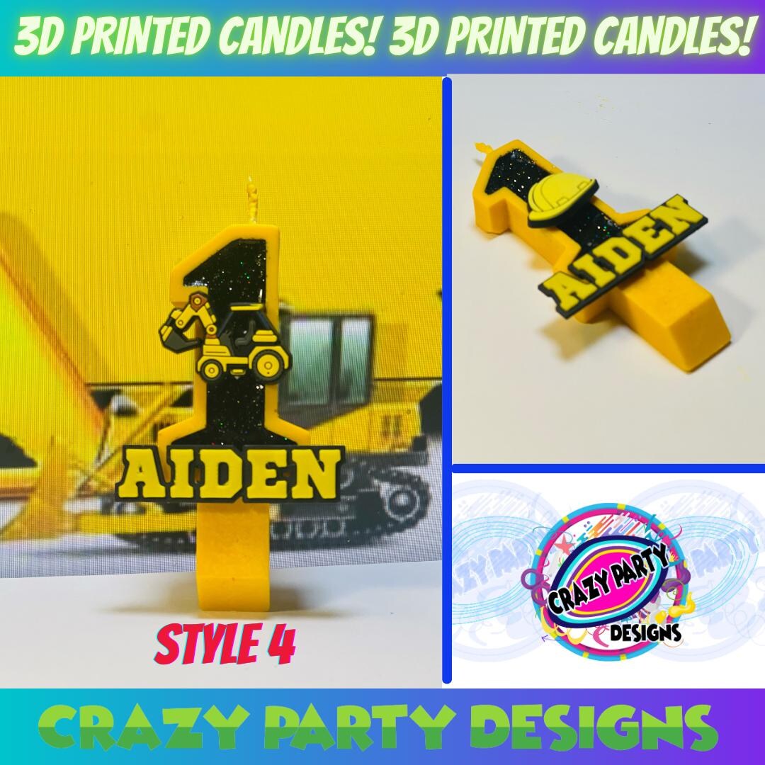 Construction Birthday Candle, Construction Party Decoration ...