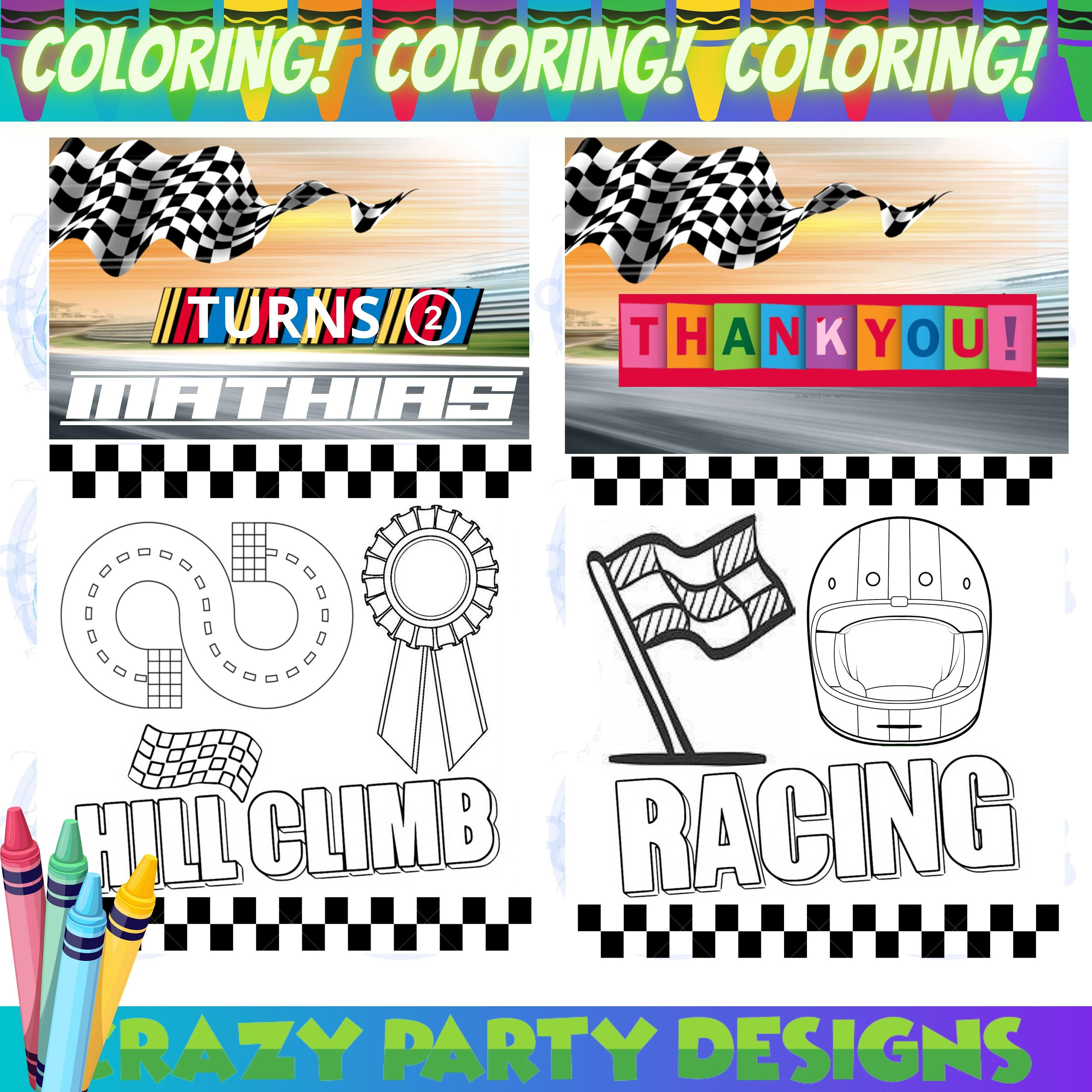 Custom Race Car Coloring Race Car Coloring Pages and Crayons - Etsy