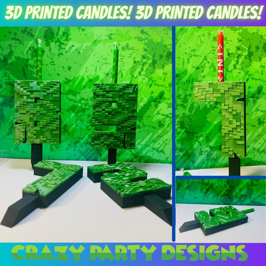 Mine Candle Birthday Party Cake Number, Mine Style Cake Topper ...