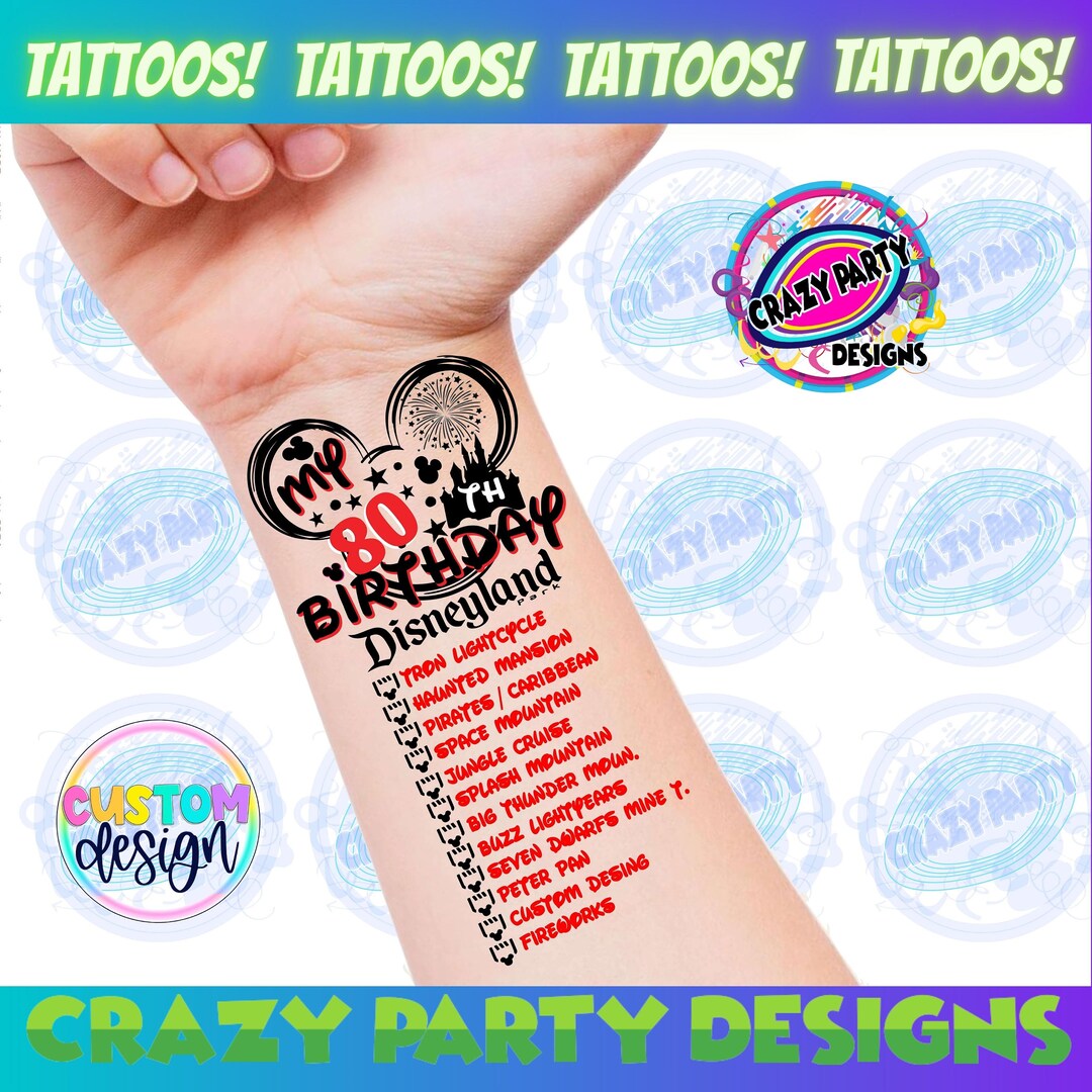 Magic Kingdom Tattoo, Here for the Rides, Attraction Passport, Disney ...