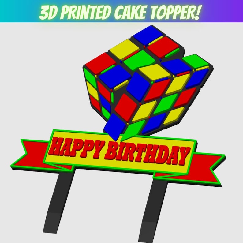 Rubik's Cube, Rubik's Cube 3D Printed Cake Topper, Rubik's Cube Party ...