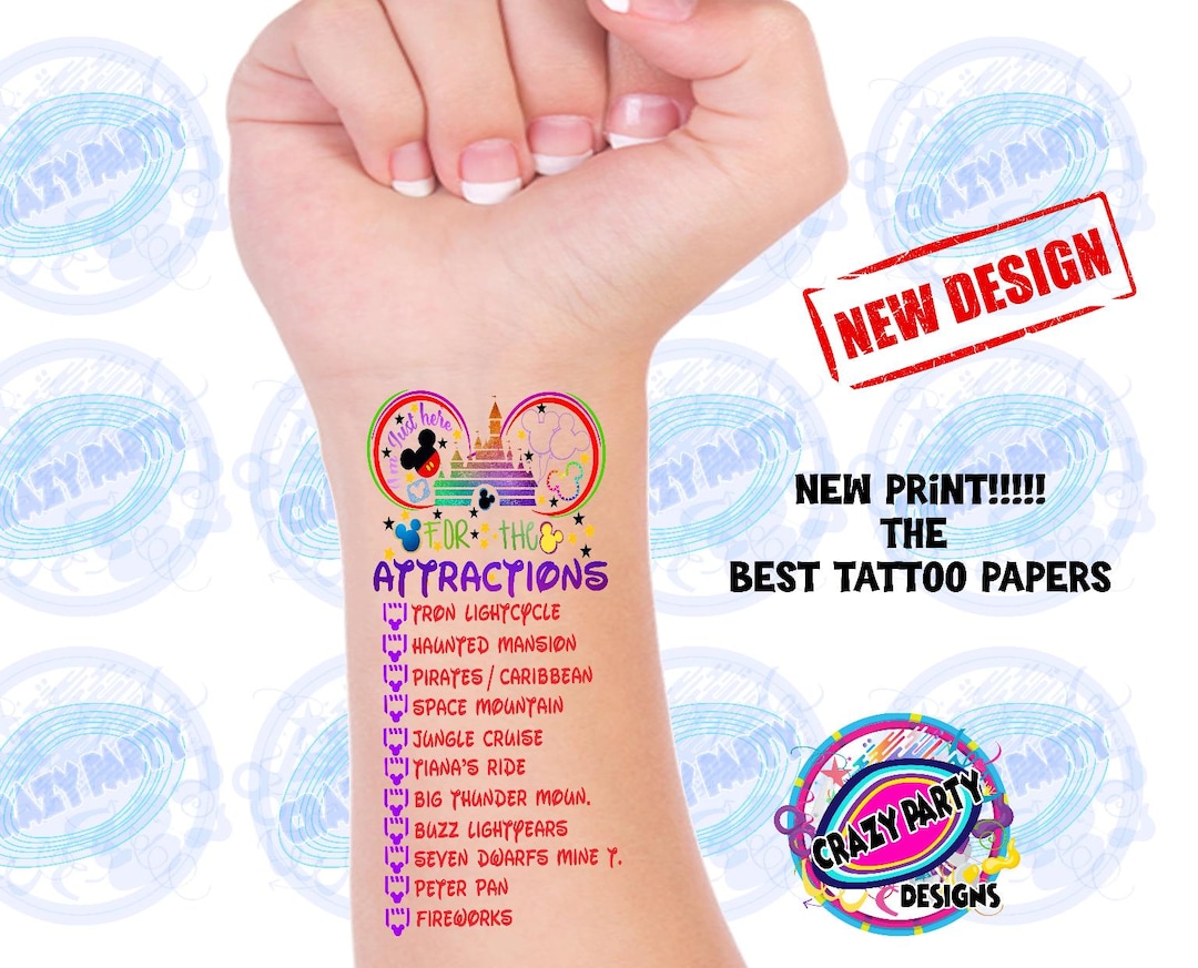 Magic Kingdom Tattoo, Here for the Rides, Attraction Passport, Disney ...