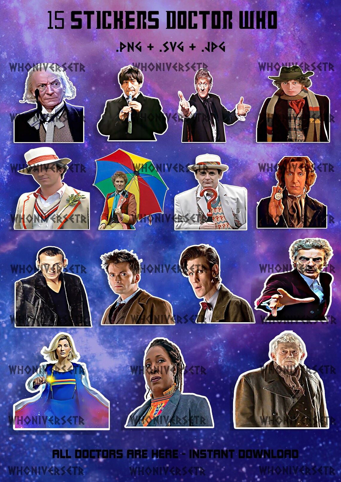 Doctor Who Stickers File Bundle - SVG - PNG - JPG Printible Cricut ...