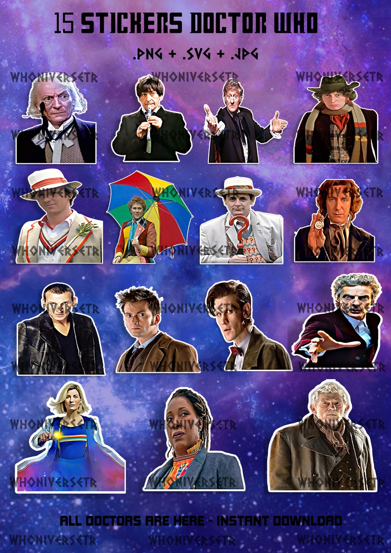 Doctor Who Stickers File Bundle - SVG - PNG - JPG Printible Cricut ...