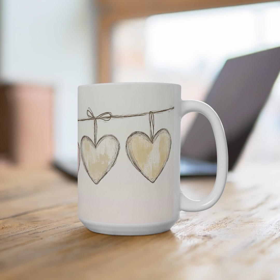 Mug 15oz Valentine Hearts Banner Design Coffee/tea Lover Gift - Etsy