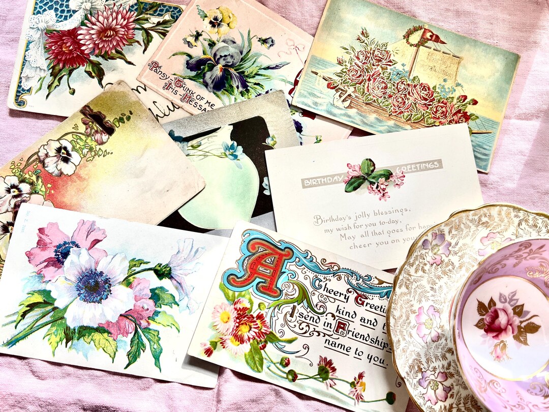 8 Printable Vintage Postcards - Digital Download - Antique Floral ...