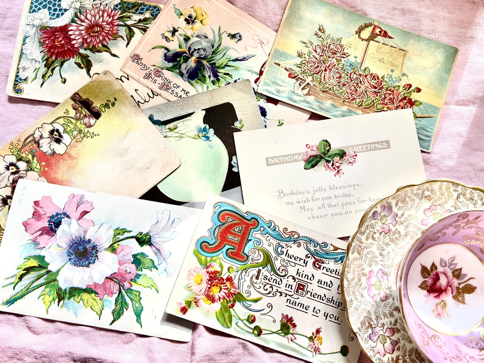 8 Printable Vintage Postcards - Digital Download - Antique Floral ...