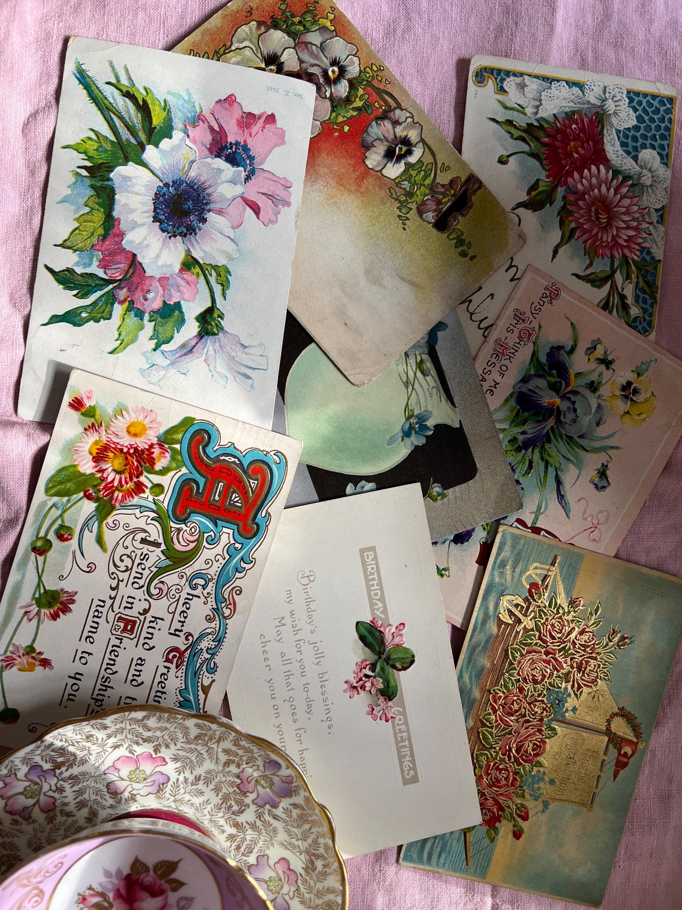 8 Printable Vintage Postcards - Digital Download - Antique Floral ...