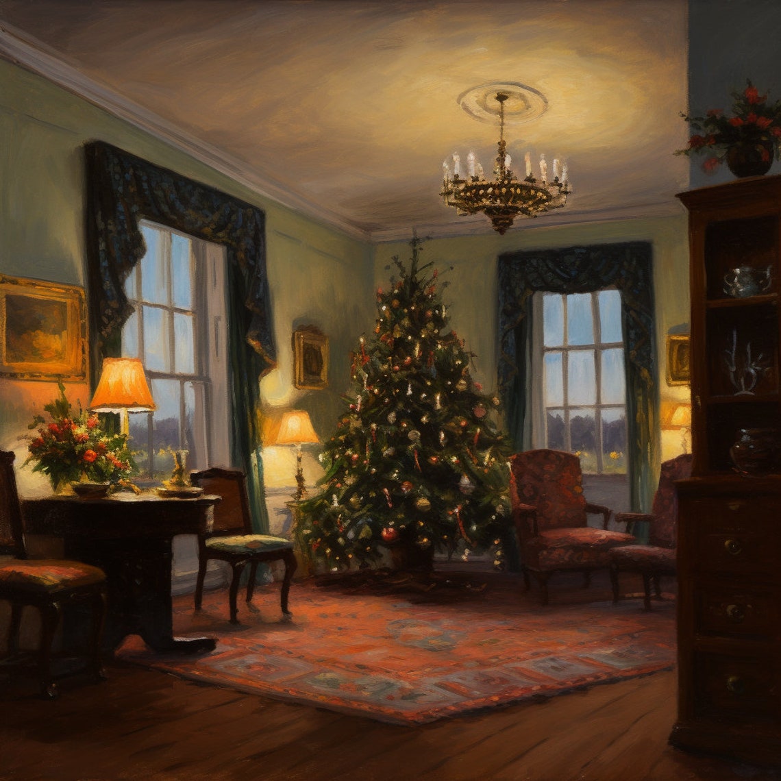 Holiday Oil Painting Zoom Background - Etsy