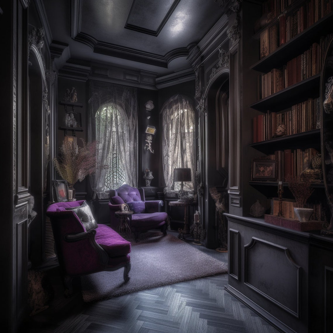 Haunted Library Zoom Background Set - Etsy