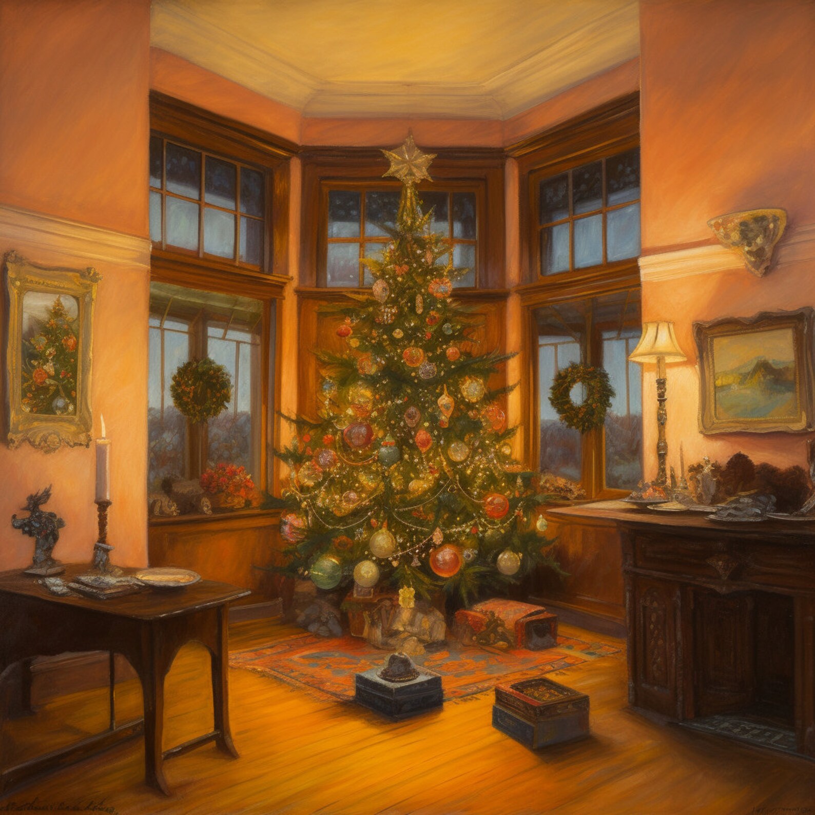 Holiday Oil Painting Zoom Background - Etsy