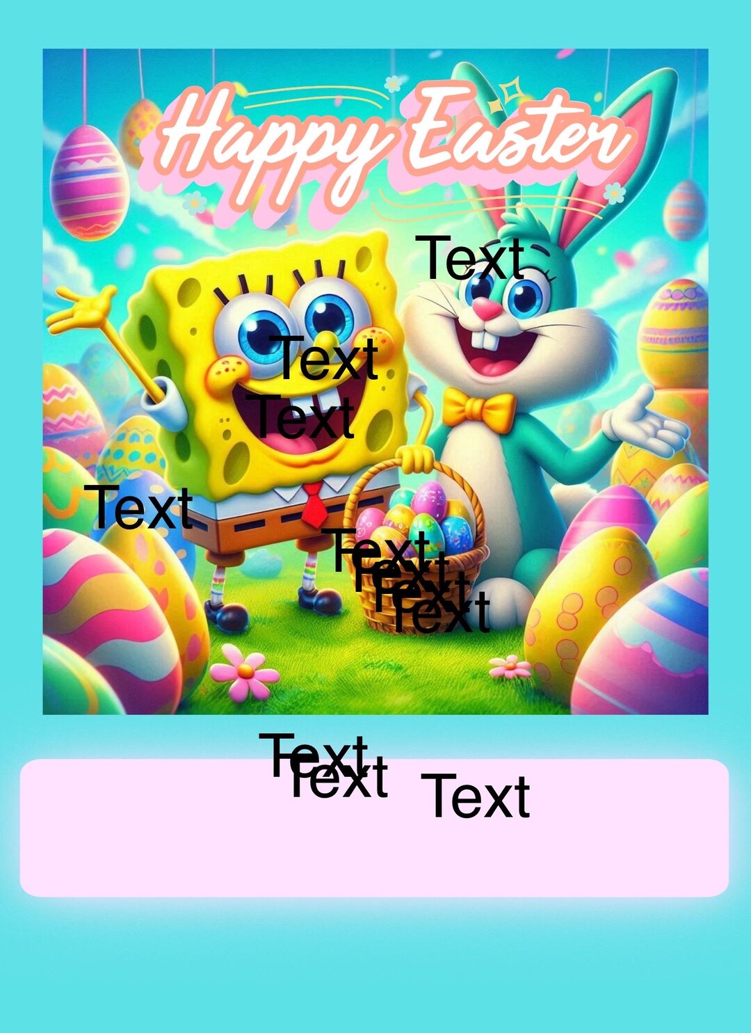 8 X 11 Happy Easter Spongebob Style Card Template- Digital Item - Etsy