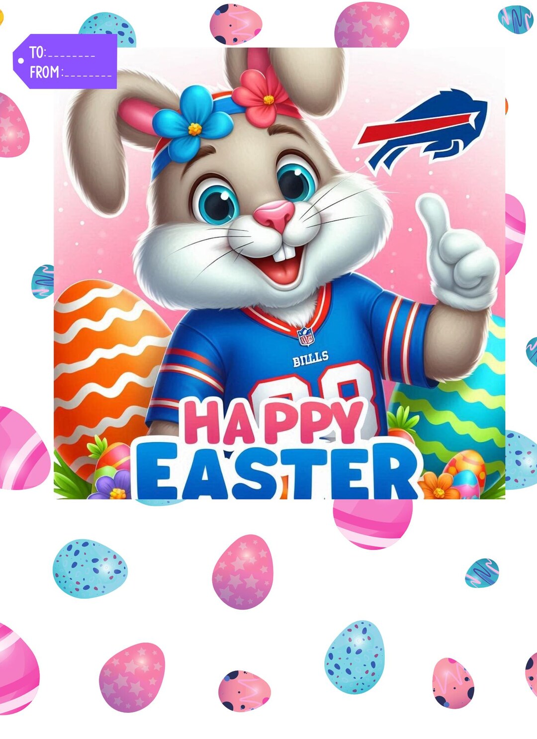 8 X 11 Jumbo EASTER Treat Buffalo Bills Style Card Template- Digital ...