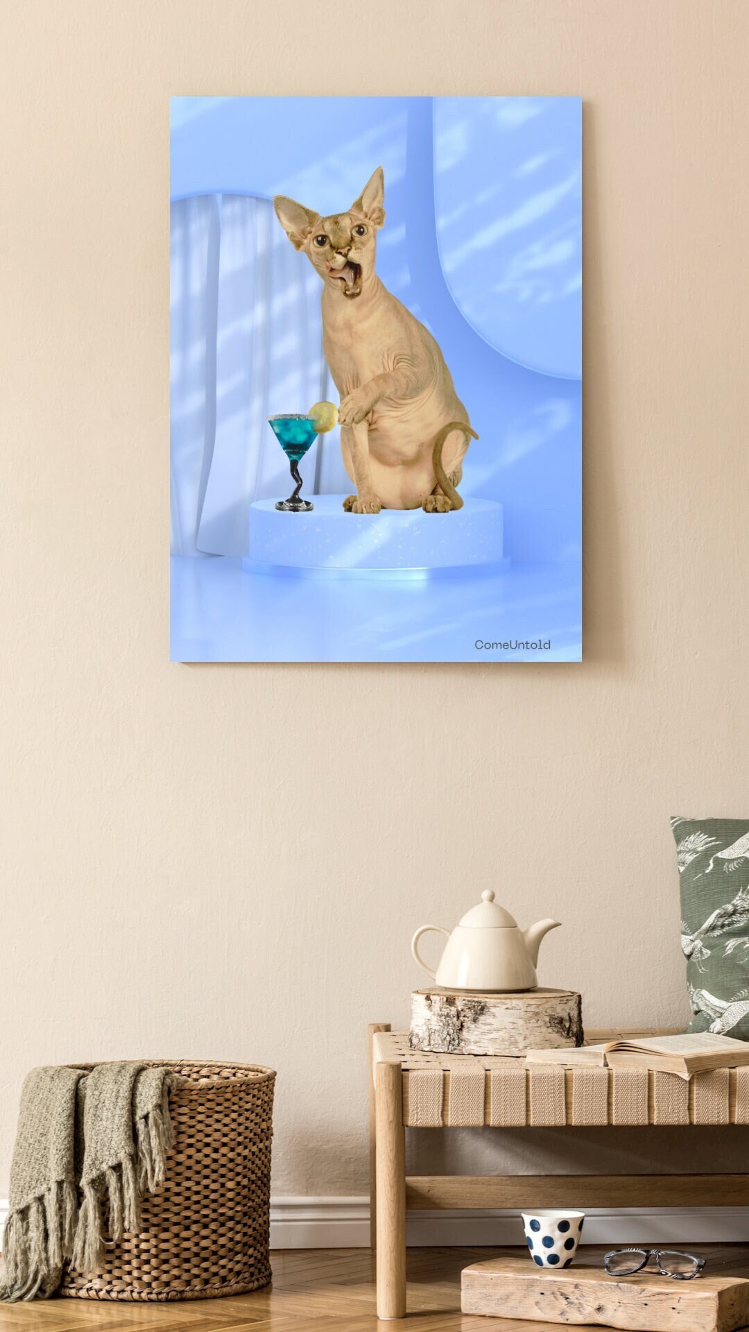 Cat Sip Art Print Animal Style Poster Colorful Fun - Etsy