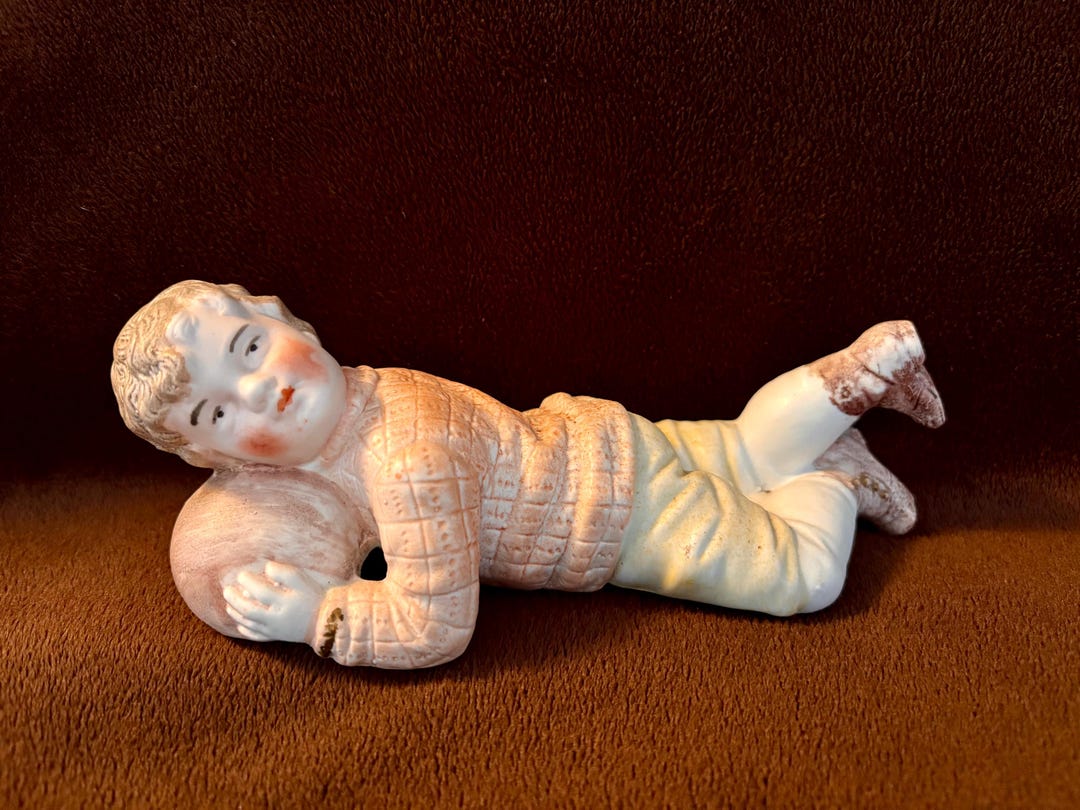 Antique German, Victorian Era, Bisque Boy Holding a Rugby Ball. Cannot ...