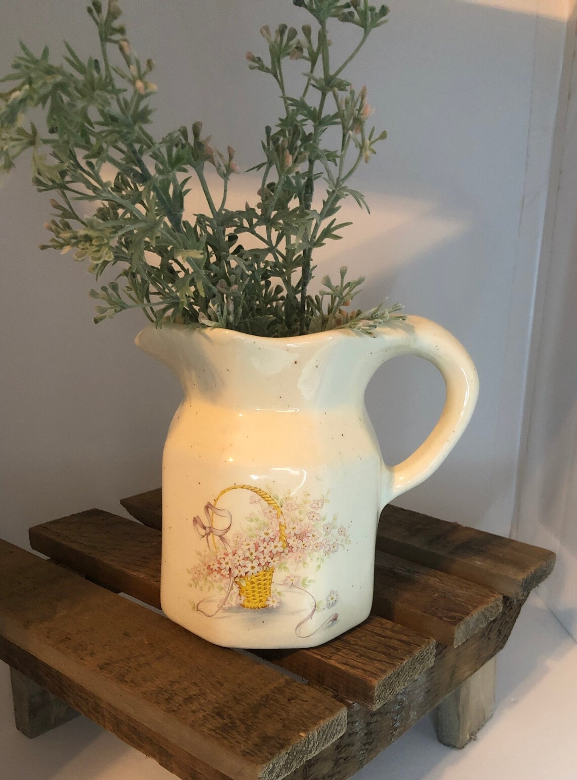 Vintage Cream Pitcher With Flowers - Etsy