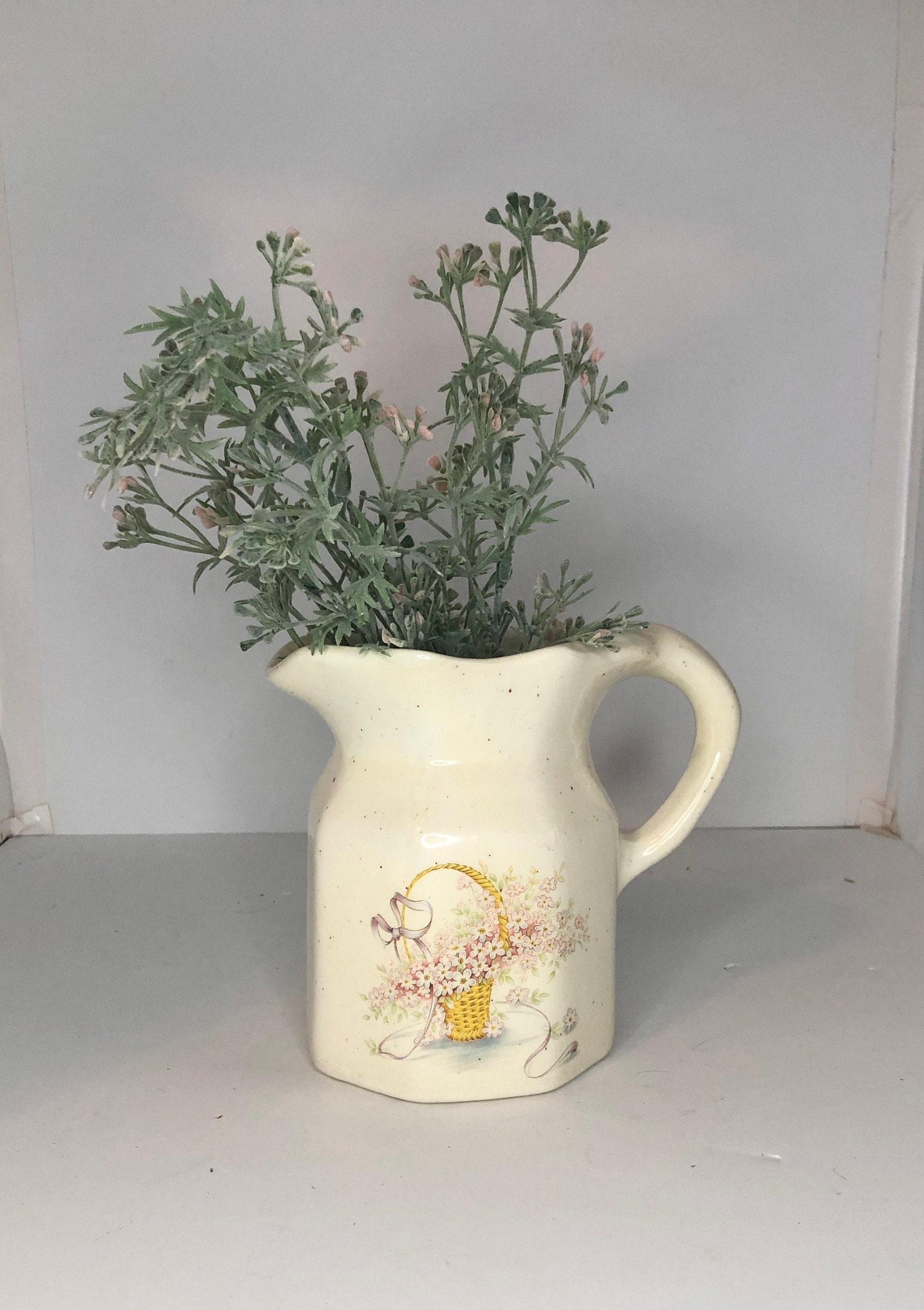 Vintage Cream Pitcher With Flowers - Etsy