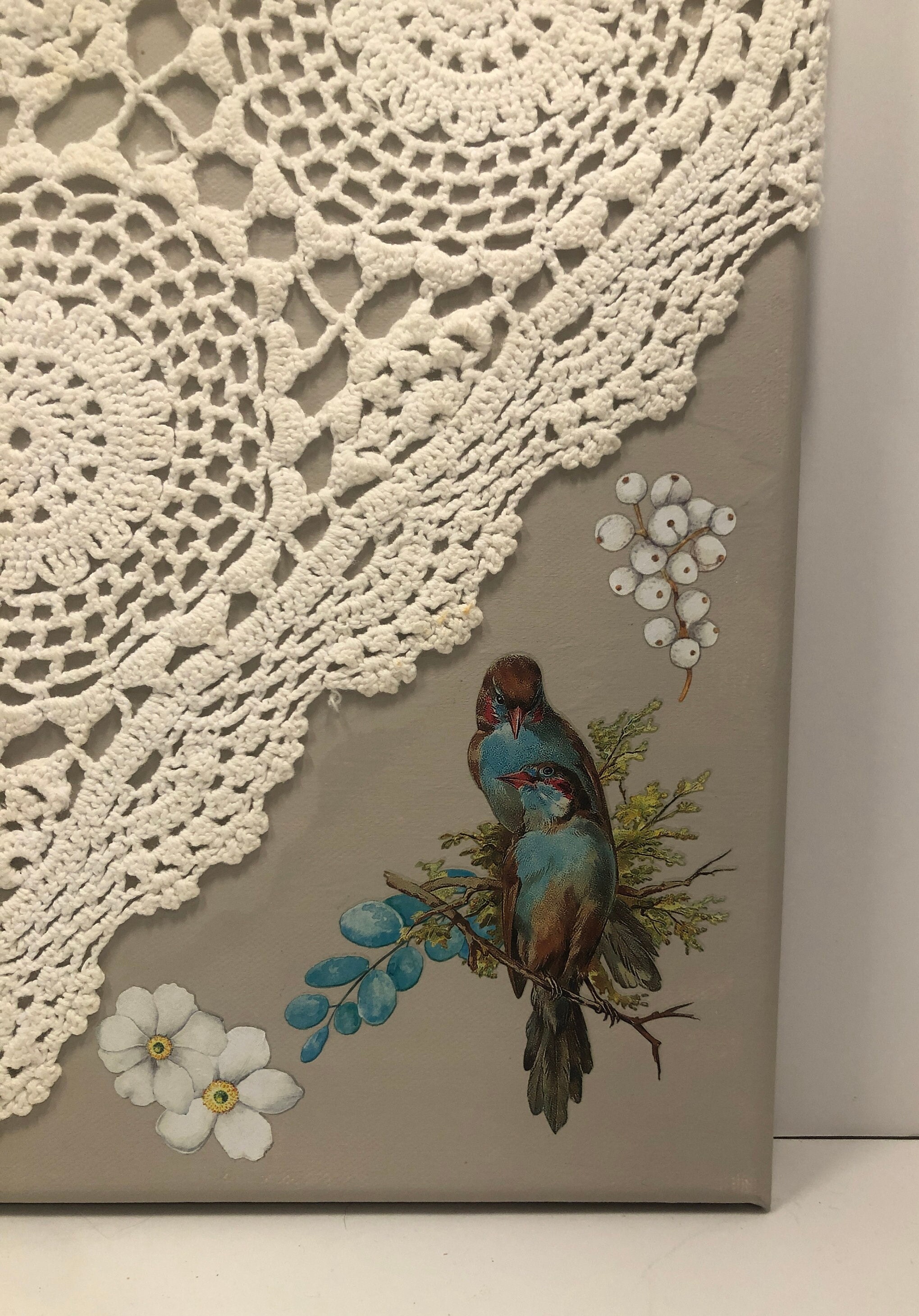 Vintage Doily Canvas Wall or Shelf Art - Etsy