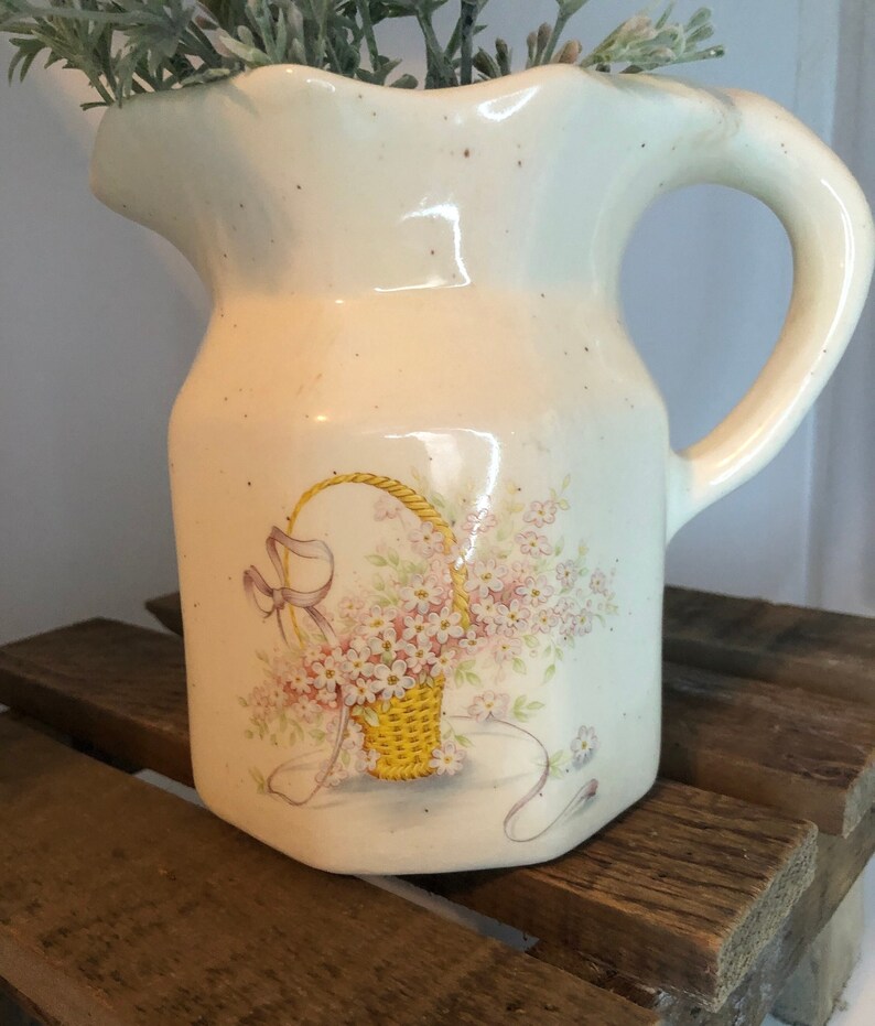 Vintage Cream Pitcher With Flowers - Etsy