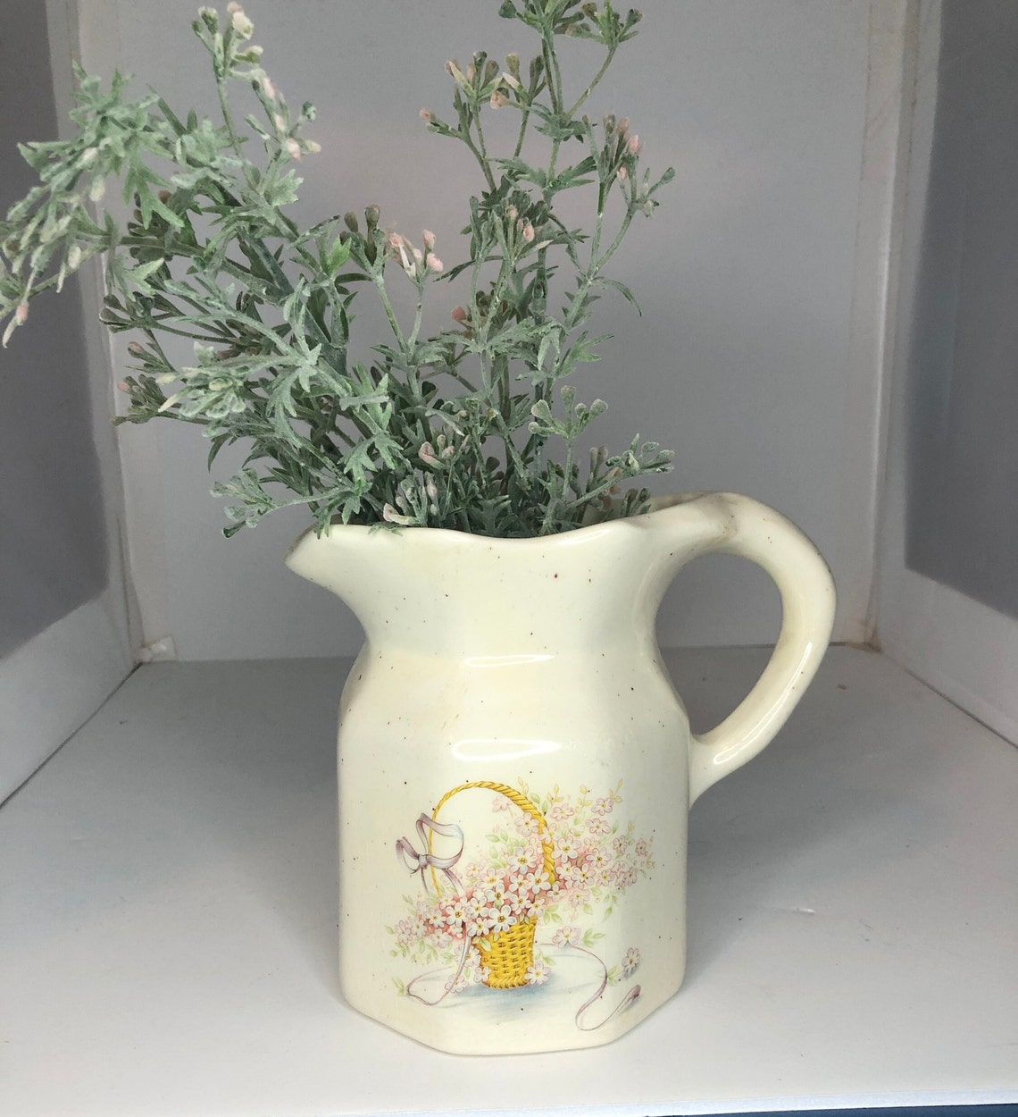 Vintage Cream Pitcher With Flowers - Etsy