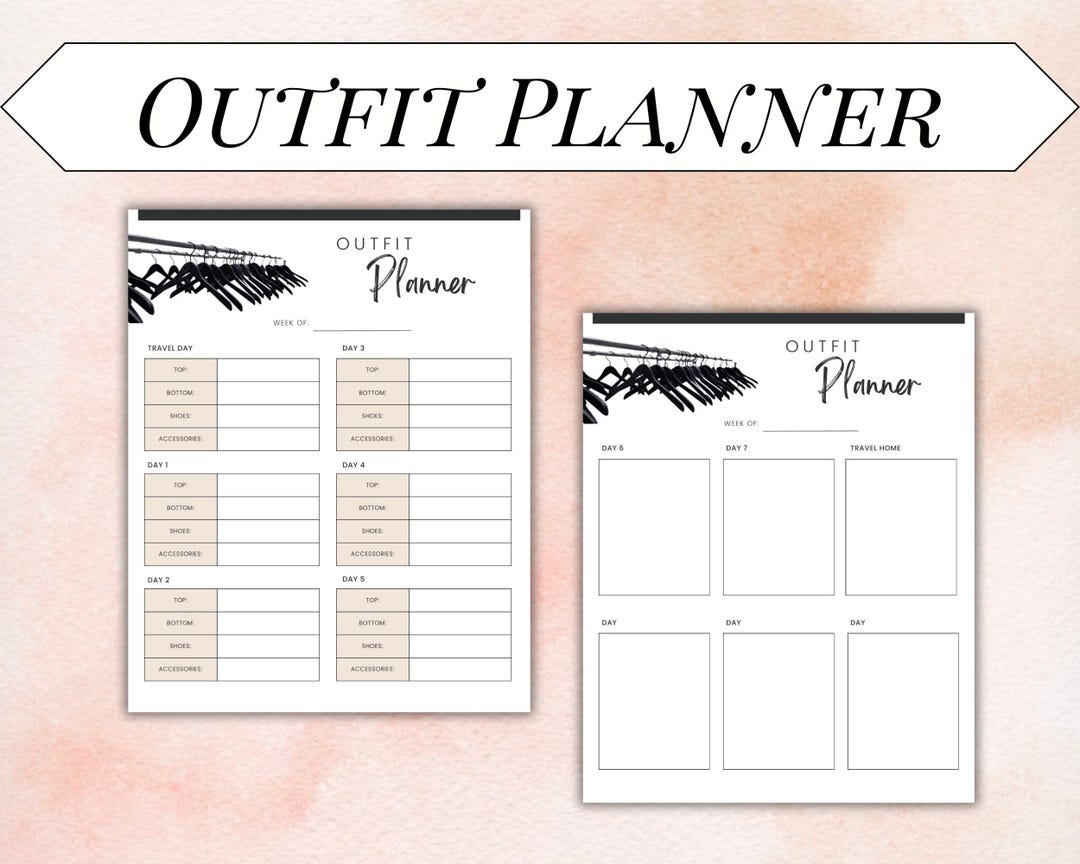 Travel Outfit Planner, Printable Editable Template, Daily Planner for ...