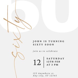 Neutral Gold Elegant Calligraphy Birthday Invitation - Etsy