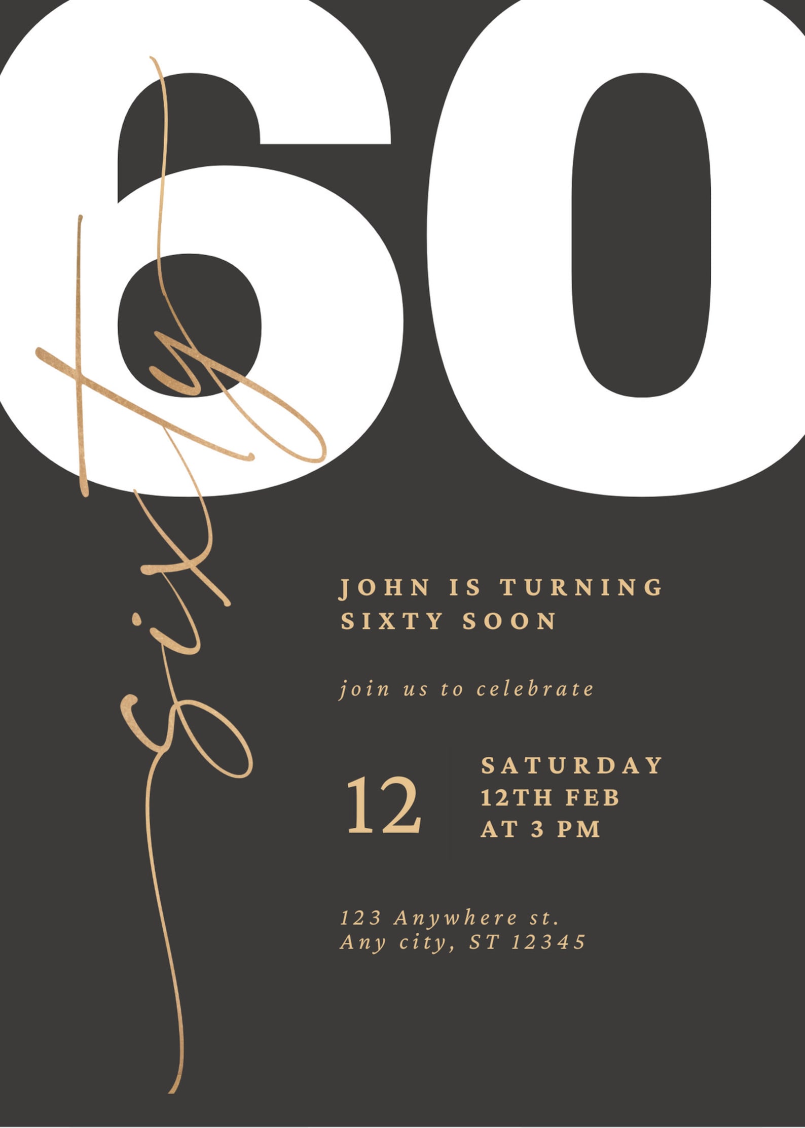 Neutral Gold Elegant Calligraphy Birthday Invitation - Etsy