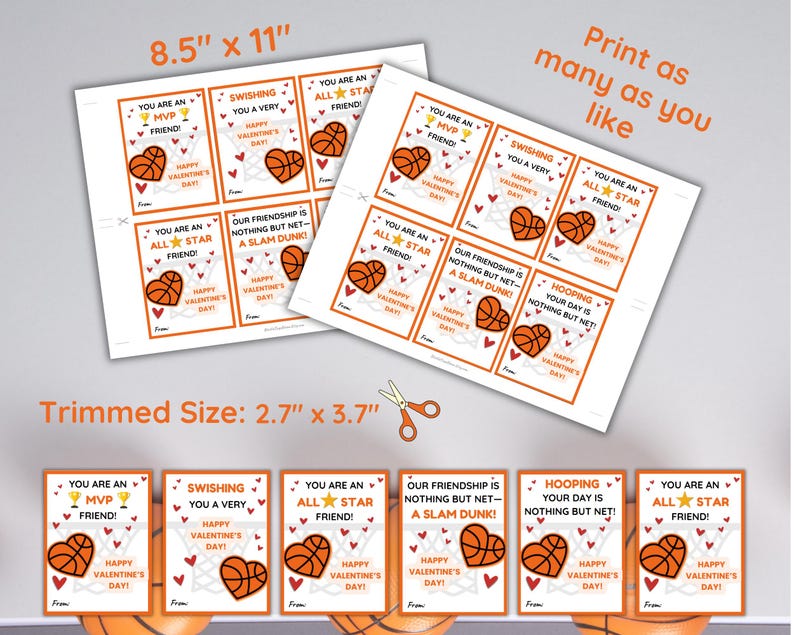 Printable Basketball Valentine Cards | Kids Classroom Valentines ...