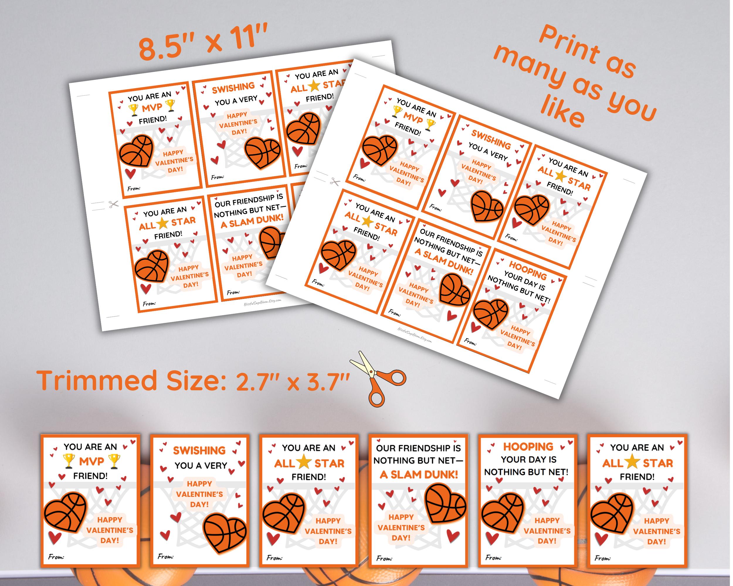 Printable Basketball Valentine Cards | Kids Classroom Valentines ...