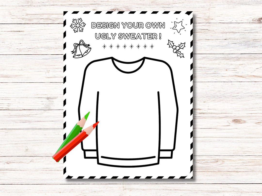Ugly Christmas Sweater Coloring Page | Holiday Coloring Activity for ...