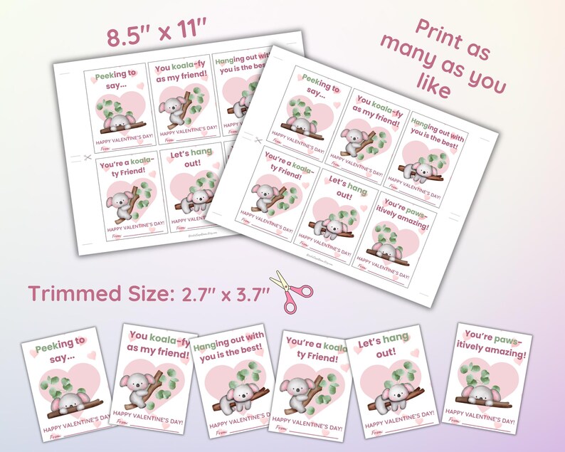 Koala Printable Valentine's Cards | Kid's Classroom Exchange Valentines ...