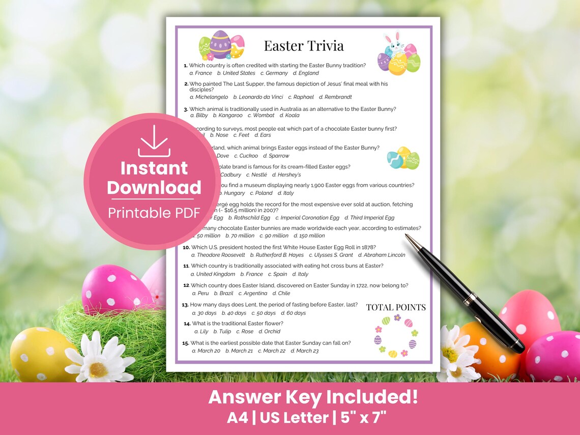 Easter Trivia Game | Fun Easter Quiz | Spring Party Game | Kids, Teens ...
