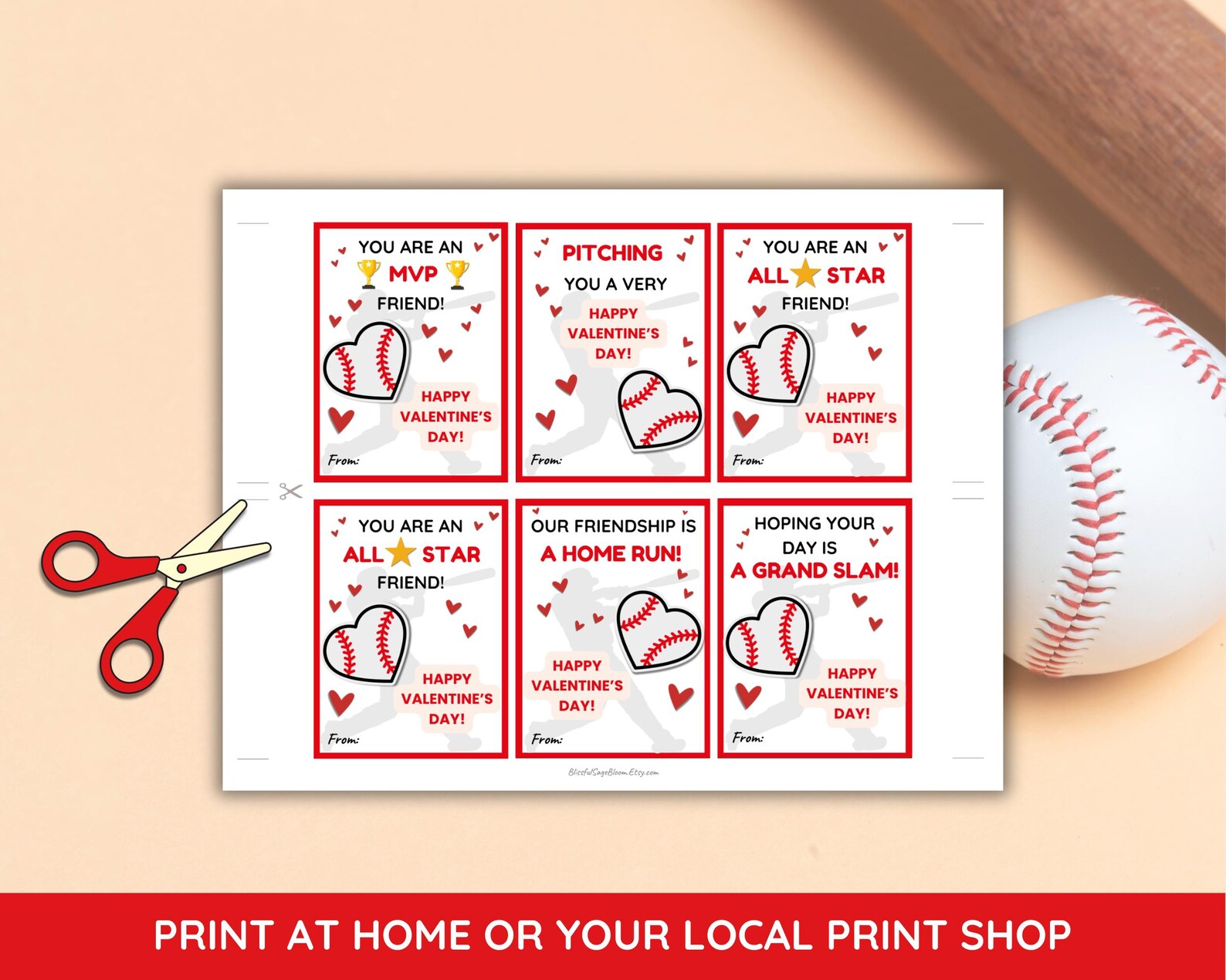 Printable Baseball Valentine Cards | Kids Classroom Valentines ...