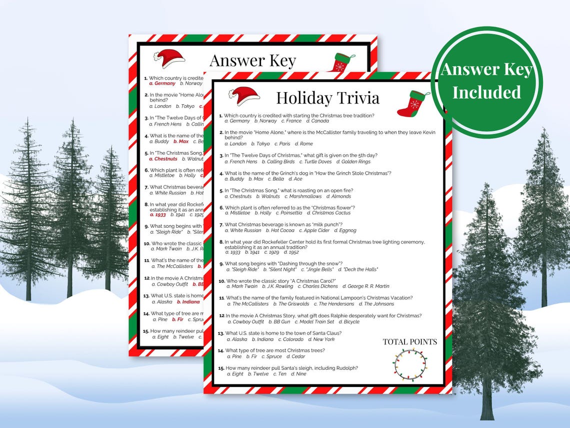 Holiday Trivia Game | Christmas Trivia Game | Christmas Trivia Game ...