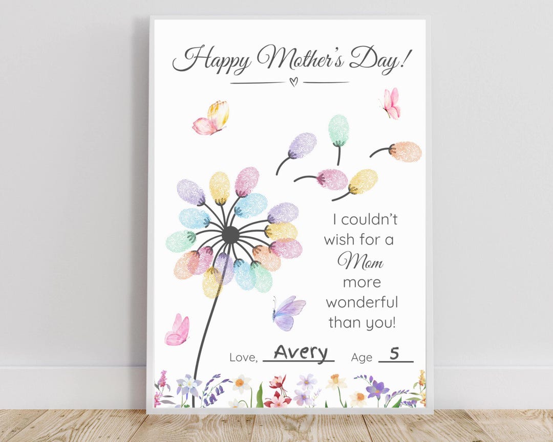 Mother’s Day Dandelion Fingerprint Art | Fingerprint Craft for Mom ...