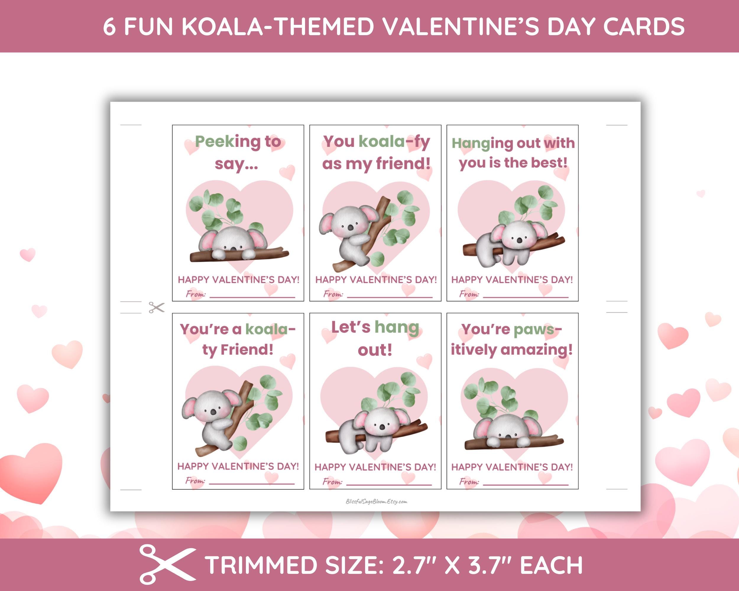 Koala Printable Valentine's Cards | Kid's Classroom Exchange Valentines ...