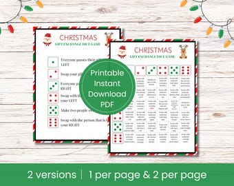 Christmas Gift Exchange Dice Game Christmas Dice Game Christmas Gift ...