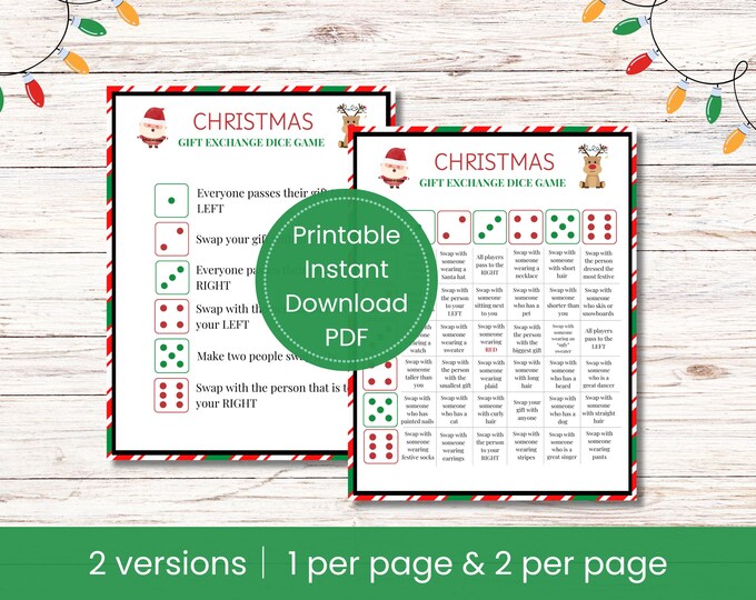 Christmas Gift Exchange Game, Christmas Dice Game, White Elephant Gift ...
