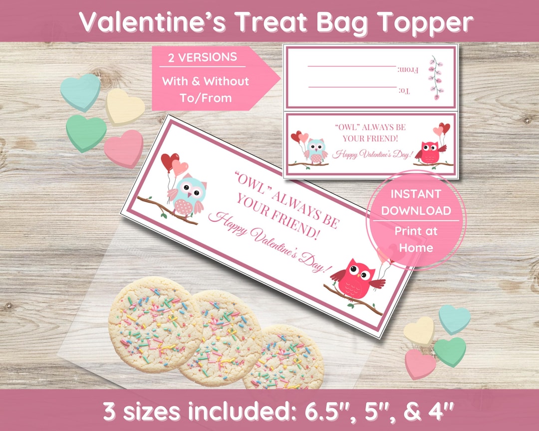 Happy Valentine's Day Treat Bag Topper | Printable Candy Topper for ...