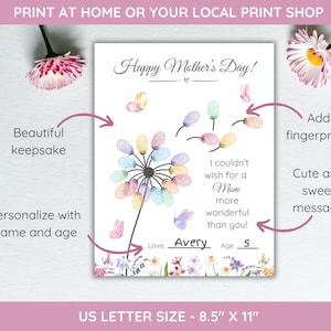 Mother’s Day Dandelion Fingerprint Art | Fingerprint Craft for Mom ...
