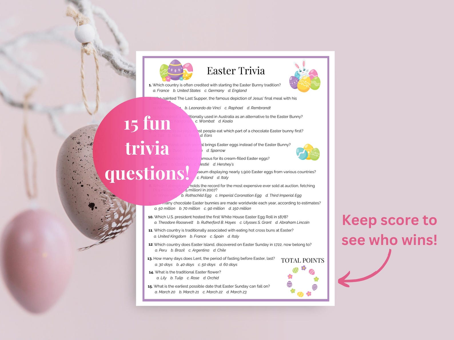 Easter Trivia Game | Fun Easter Quiz | Spring Party Game | Kids, Teens ...