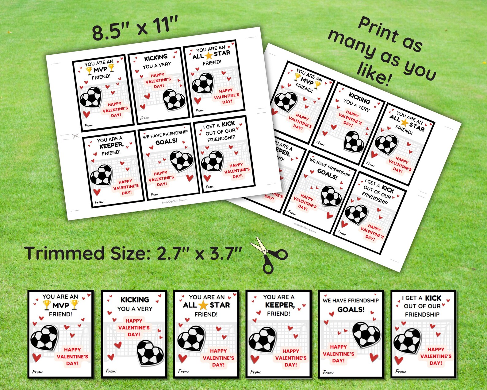 Printable Soccer Valentine Cards | Kids Classroom Valentines | Instant ...