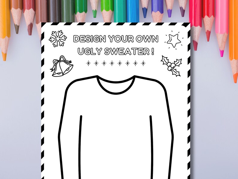 Ugly Christmas Sweater Coloring Page | Holiday Coloring Activity for ...