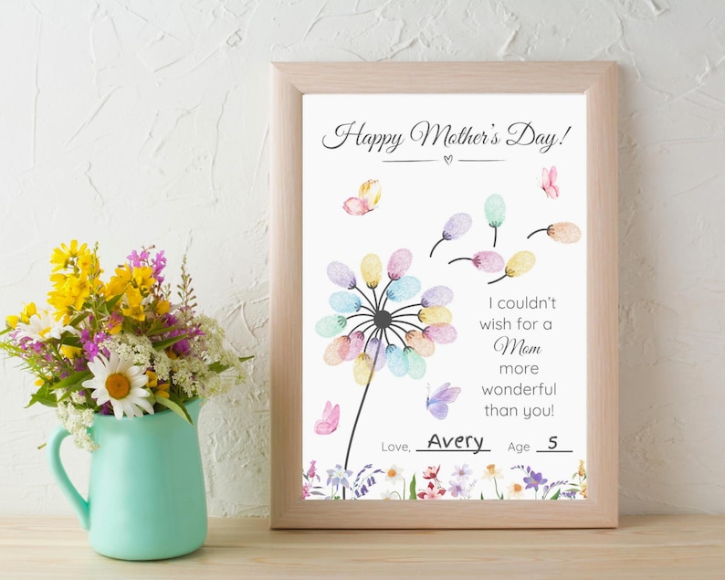 Mother’s Day Dandelion Fingerprint Art | Fingerprint Craft for Mom ...