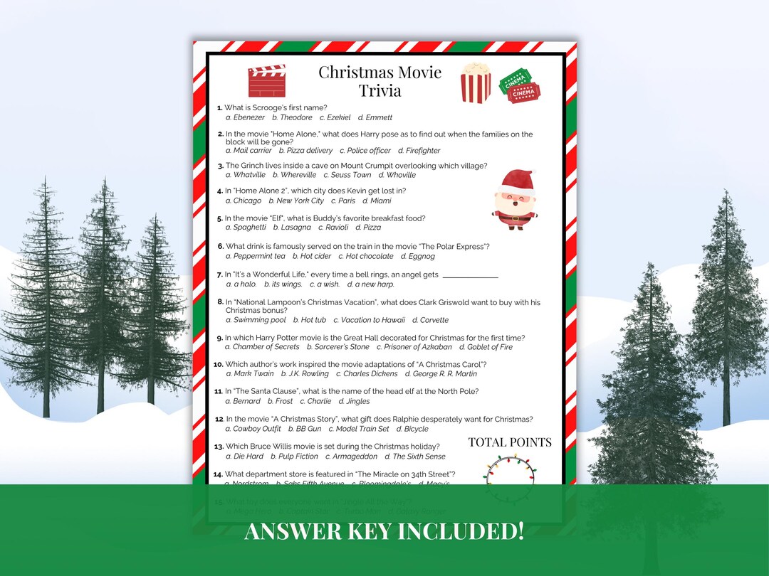 Christmas Movie Trivia | Holiday Printable Game | Christmas Activities ...